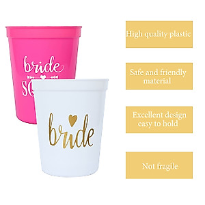 PartyGifts&beyond Bride Squad Plastic Cups 13packs Bachelorette Party Cups for Bridesmaid Bridal Shower Wedding Decorations(Neon)