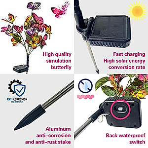 IGRARK Solar Lights Outdoor Garden Butterfly Lights Decorative Solar Stake Lights with Butterflies 2 Pack Decor Powered Waterproof for Garden Yard Pathway