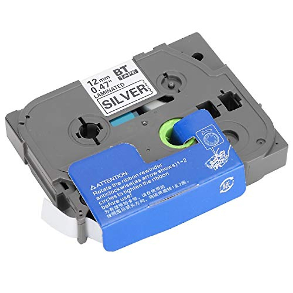 Agatige Compatible Label Tape Replacement for Brother Printer Ribbon Tapes Label Maker Tapes(12mm Black on Matte Silver)