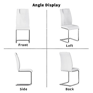 Baysitone Modern Dining Chairs Set of 4, White Dining Room Chairs, Metal Kitchen Chairs with Leather Padded Seat High Back, Chairs for Dining Room, Kitchen, Living Room