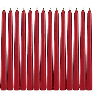 Red Taper Candles - Set of 14 Dripless Candles - 10 inch Tall, 3/4 inch Thick - 7.5 Hour Clean Burning