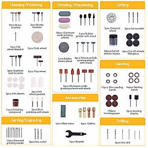 APEXFORGE M0 Rotary Tool Accessories Kit + M6 Rotary Tool Kit, Keyless Chuck & Flex Shaft, 357 + 172 Accessories, 6-Speed, 4 Attachments & Carrying Case, Ideal for Cutting/Sanding/Drilling/Sharpening
