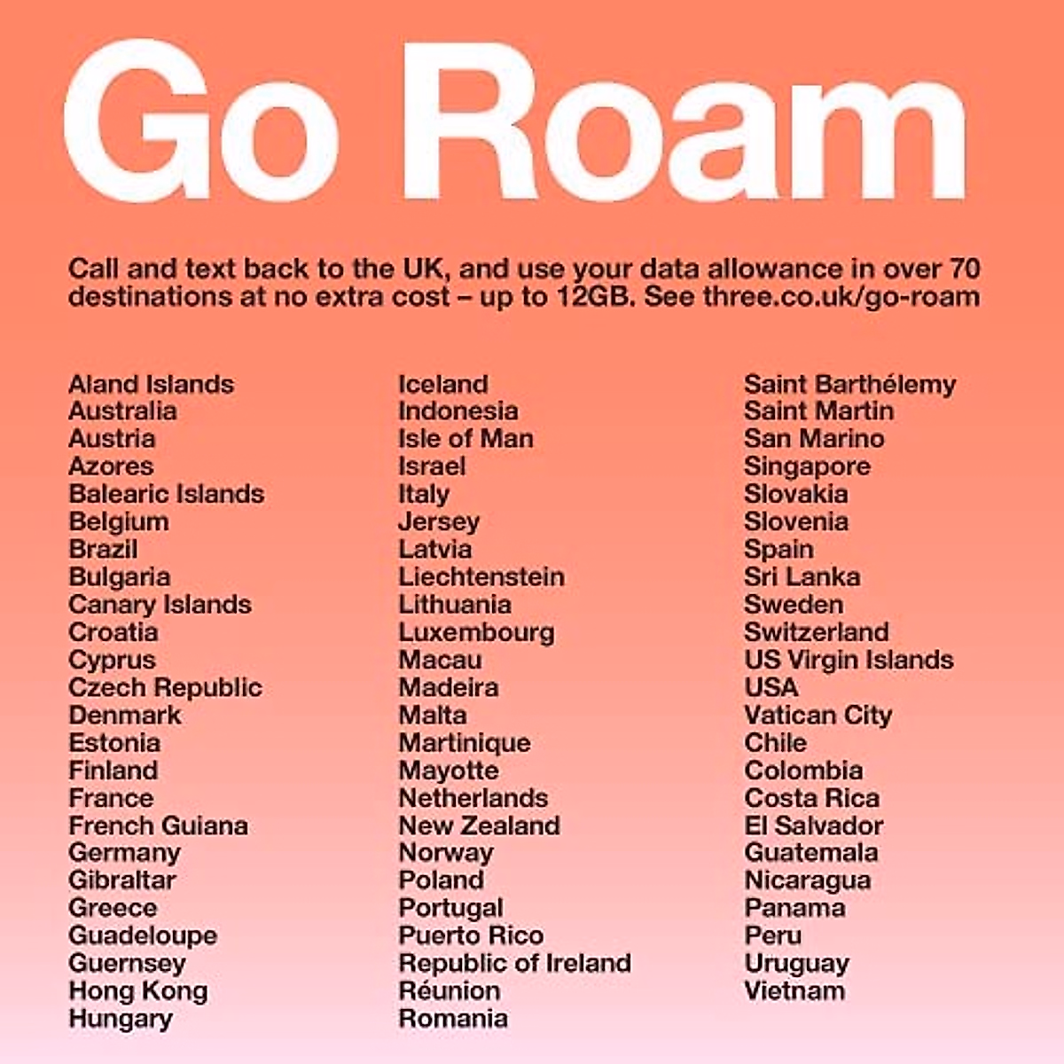 New PrePaid Europe (UK Three) SIM Card 10GB Data Unlimited Minutes/Texts for 30 Days with Free Roaming/USE in 71 Destinations Including Europe, South America and Australia (10GB)