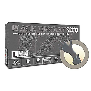 Microflex Black Dragon Latex Gloves - Disposable, Exam Grade, Black, Size Large (pack of 100)