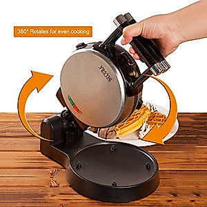 Secura Upgrade Automatic 360 Rotating Non-Stick Belgian Waffle Maker w/Removable Plates, 17”*10“*6.05”