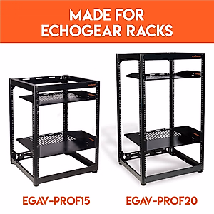 ECHOGEAR 20U Open Frame Rack & Caster Kit - Heavy Duty 4 Post Design Includes 2 Vented Shelves - Add Wheels to Your Serve Rack in Minutes