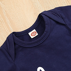 GRNSHTS Newborn Baby Boy Romper Coming Home Outfits Letter Print Bodysuit Jumpsuit+Hat+Gloves 3PCS Clothes Set (A-Navy Blue, Newborn)