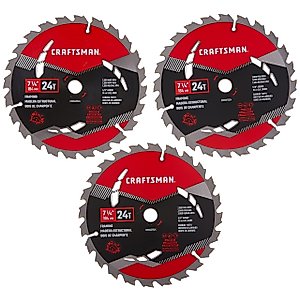 CRAFTSMAN CMAS3725243 3 Pack 7-1/4-In 24-Tooth Carbide Circular Saw Blade