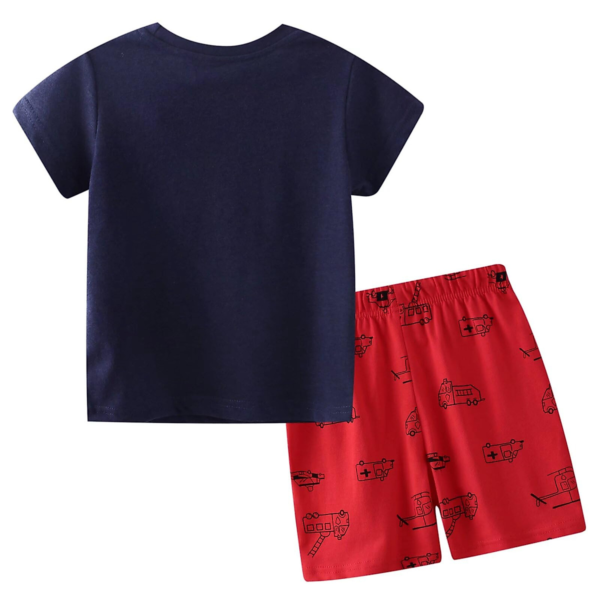 BIBNice Toddler Boys Clothes Kids Summer Short Sleeve Little Boys Clothing Sets Firetruck Size 3T
