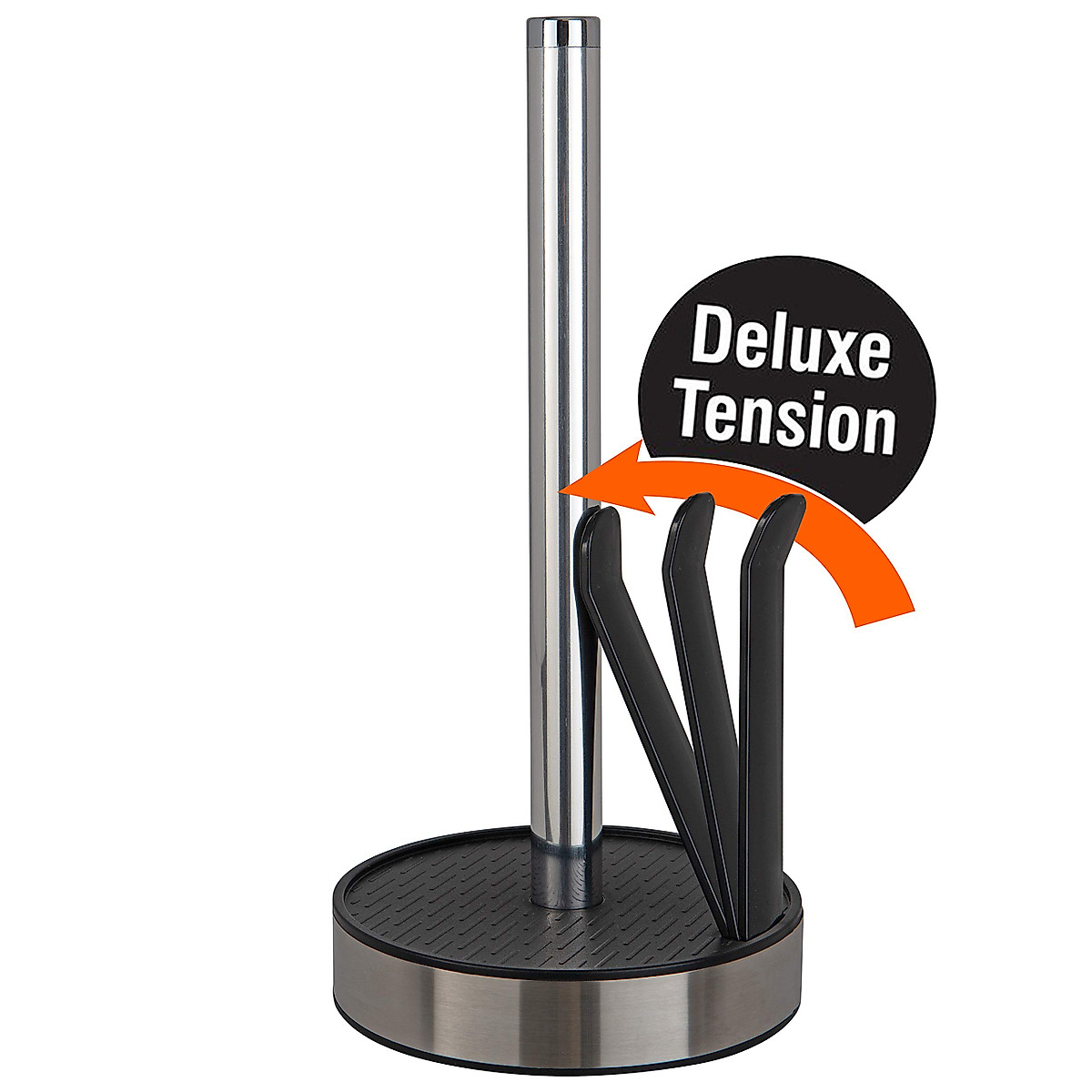 Kitchen Details Easy Tear Deluxe Paper Towel Holder Dispenser with Suspension Arm, Free Standing, Counter Top, Holds 1 Jumbo Roll, Black