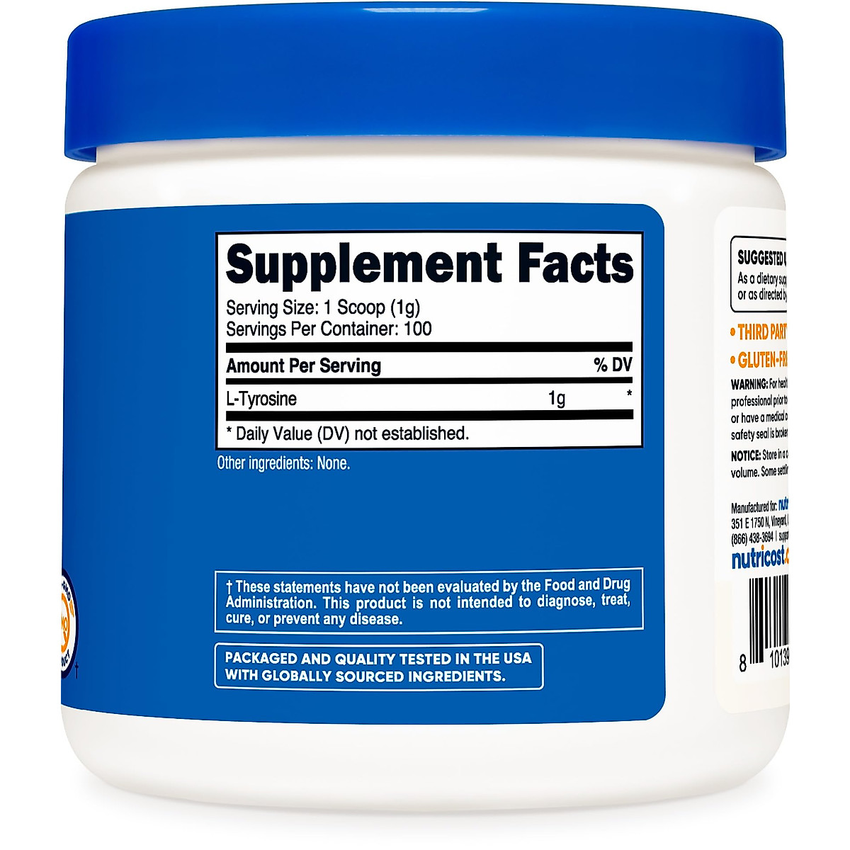 Nutricost L-Tyrosine Powder 100 Grams (100 Servings) - 1G per Serving