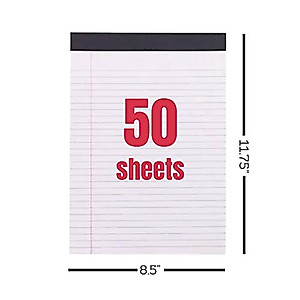 1InTheOffice Note Pads 8.5 x 11, Wide-Ruled Letter Size Writing Pads, White 50 Sheets per Notepads, 12 Pack