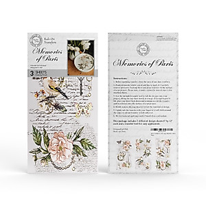 Rub on Transfers for Crafts and Furniture | 3 Design Sheets 6”x 12” | Home Decor Transfers | Furniture and Craft Decals | by Thymeless Designs (Memories of Paris)