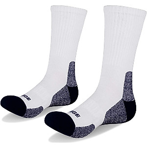G-Six Global 2 Pairs Men's White Wicking Cushion Multi Performance Hiking Trekking Walking Socks Year Round (Large)