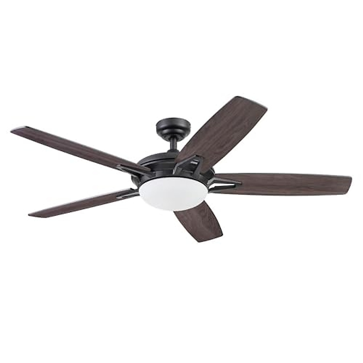 Prominence Home Clancy, 52 Inch Contemporary LED Ceiling Fan with Light, Remote Control, Dual Mounting Options, 5 Dual Finish Blades, Reversible Motor - 51483-01 (Matte Black)