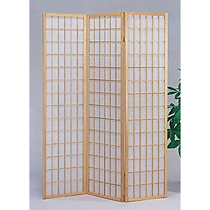 GTU Furniture Japanese Style 3 Panels Wood Shoji Room Divider Screen Oriental for Home/Office (Natural)