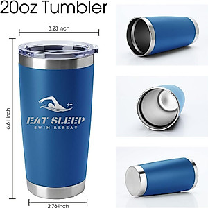 Dashing Nova Personalized Custom Name Tumbler with Inspirational Quotes for Swimmers and Coaches Gifts, 20oz Double Wall Stainless Steel Insulated Bottle with Straw (Blue), Medium