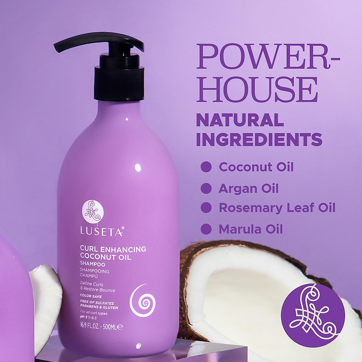 Luseta Curl Enhancing Shampoo Nourishing and Moisturizing for Curly Hair, Repair Damaged Hair, Restore Bounce 16.9 Oz, Gluten Free, Sulfate Free