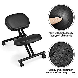 Yaheetech Kneeling Chair Ergonomic Posture Chair for Office Home Standing Work Desk Stool Adjustable Office Chair with Thick Cushion Pad & Flexible Seating Rolling Casters