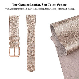 SWEES Compatible for Samsung Galaxy Watch 5 Band 40mm 44mm / Galaxy Watch 5 Pro Band 45mm / Galaxy Watch 4 Band, 20mm Slim Thin Genuine Leather Replacement Bands for Galaxy Watch 4 Classic Women Men