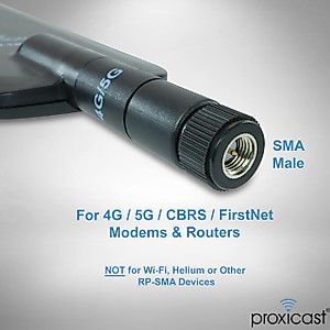 Proxicast 4G/5G/CBRS Universal Wide-Band 6 dBi Omni-Directional Swivel Terminal Antenna (SMA Male) - Compatible with Cisco, Cradlepoint, Digi, MoFi, Pepwave, Sierra and Others (ANT-120-008-2PK)