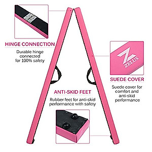 ZELUS 8' Folding Gymnastics Balance Beam, Floor Balance Beam w/Carry Handles Anti-Slip Base, Beginners & Professional Gymnasts (8 ft, Pink)