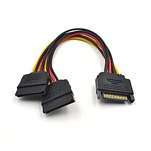 traderplus 2Pcs 15 Pin SATA to Dual SATA Power Y Splitter Cable for Hard Drive HDD SSD 8 Inch