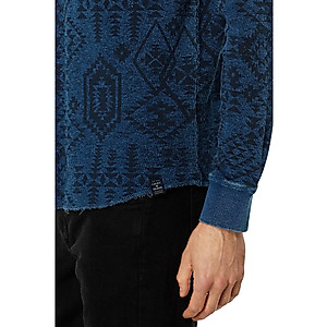 Lucky Brand Men's Printed Crew Neck Thermal, 419 Indigo, SM