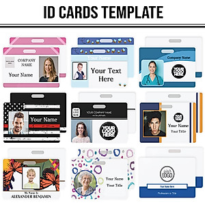 Custom Id Badge, Personalized Employee Photo Identification Card with Lanyard, Durable ID Card for Office Worker Doctor Nurse Student-Horizontal-Add Your Design