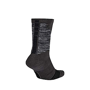 NIKE Elite Graphic Basketball Crew Socks Men's (Thunder Grey/Gunsmoke/Black, Large)