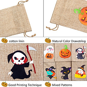 DERAYEE Halloween Burlap Treat Bags with Drawstrings, 6"x 8" Gift Candy Bags Goodie Bag for trick or treat Kids Halloween Party Favor 18Pcs