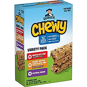 Quaker Chewy Granola Bars, 3 Flavor Variety Pack,58 Count (Pack of 1)