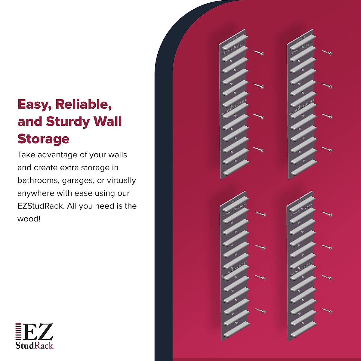 Made in USA | EZStudRack Adjustable Between Stud Shelf Bracket | Shelf Brackets for Wall Mounted Shelf | Shelving Brackets for Home | Garage Shelf Brackets- Wood Not Included- 32Pack (16 Pair) Gray