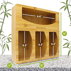 Top Boleng Bamboo Plastic Ziplock Bag Organizer Storage for a Kitchen Drawer and Kitchen Organization, Compatible With Most Ziplock Sandwich and Snack Variety Bags