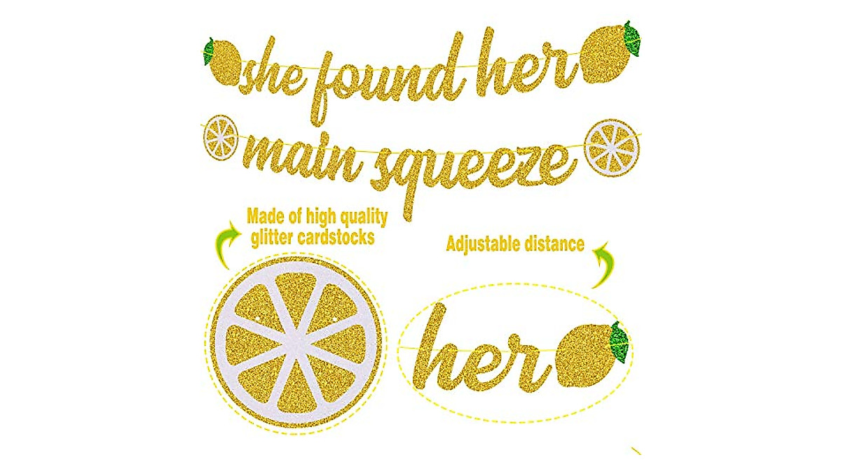 OKUSUN Main Squeeze Lemon Banner for Bridal & Bachelorette Parties