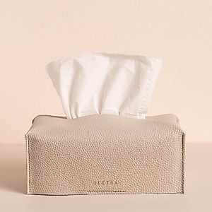 OLETHA Aesthetic Rectangle Tissue Box Cover, Medium Flat Box Tissues Holder Rectangular, Light Taupe
