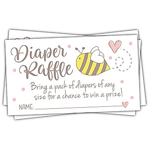 50 Baby Bee Diaper Raffle Tickets for a Girl or Gender Neutral Baby Shower - Invitation Inserts - Mom to Bee Baby Shower