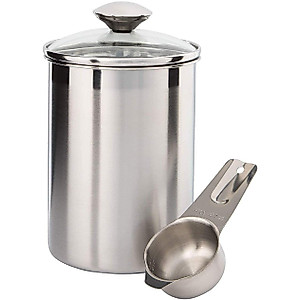 Kitchen Canister Set - Airtight Stainless Steel Canisters with Glass Lids - Clear See-Thru Top - Containers Set for Kitchen - Ideal for Food, Flour, Sugar, Coffee, Tea & Pantry Storage (8 Piece Large)