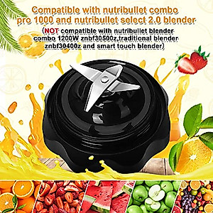 24oz Cup Pro 1000 Blender Blade Compatible with Nutri-bullet Blender Combo Select 1200 1000W Blender Motor Base NBC12A With 2x Lids Replacement Part For Combo Easy Twist Extractor Blade