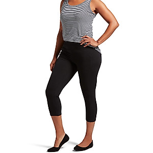 No nonsense womens Cotton Lounge Capri With Tech Pocket Legging, Black, X-Large US