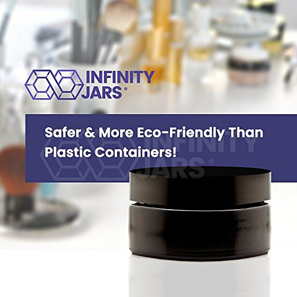 Infinity Jars 200 ml (6.76 fl oz) Cosmetic Style Ultraviolet Refillable Empty Glass Screw Top Jar