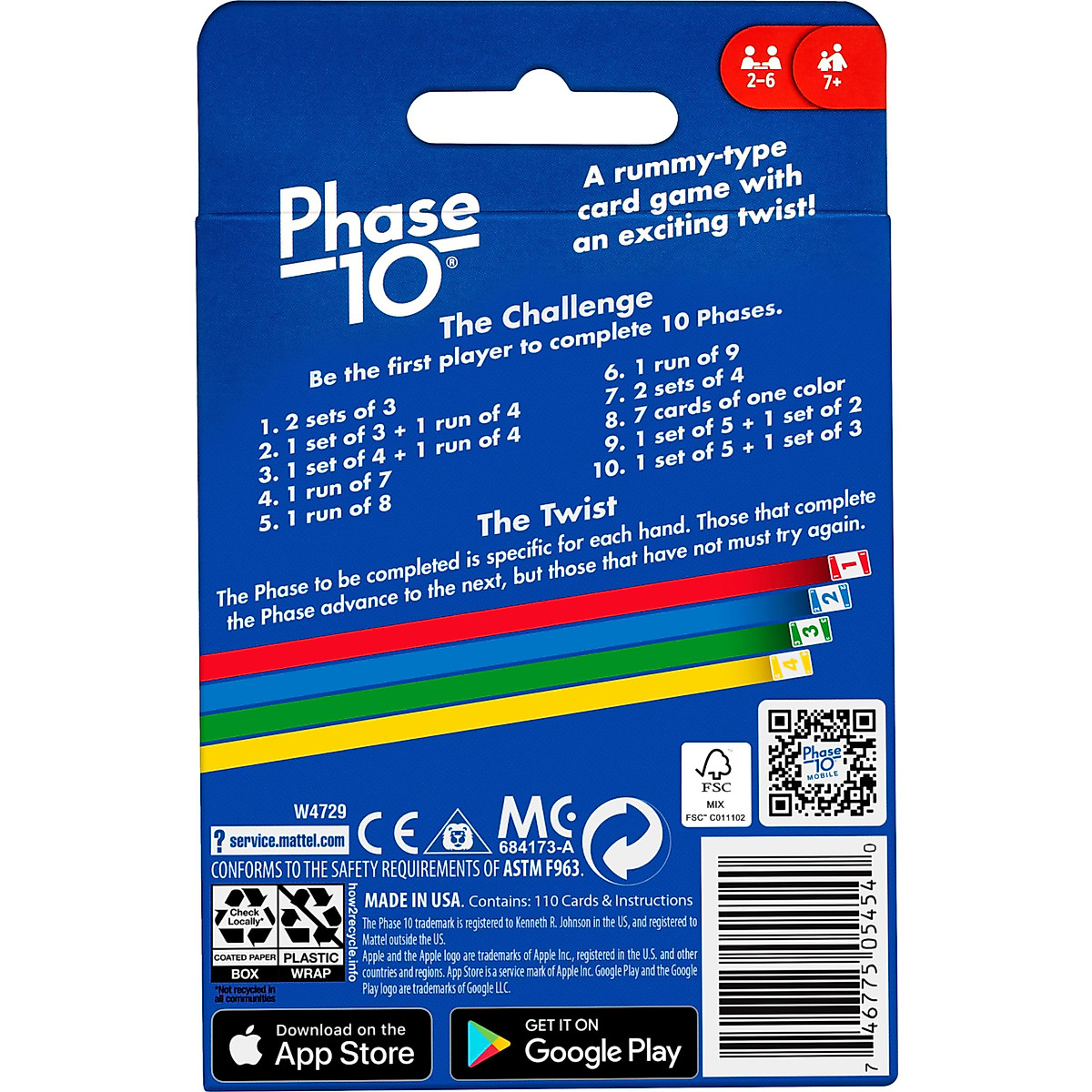 Mattel Games Phase 10 Card Game with 108 Cards, Great Game for Kids, Family or Adult Game Night, Ages 7 Years and Older