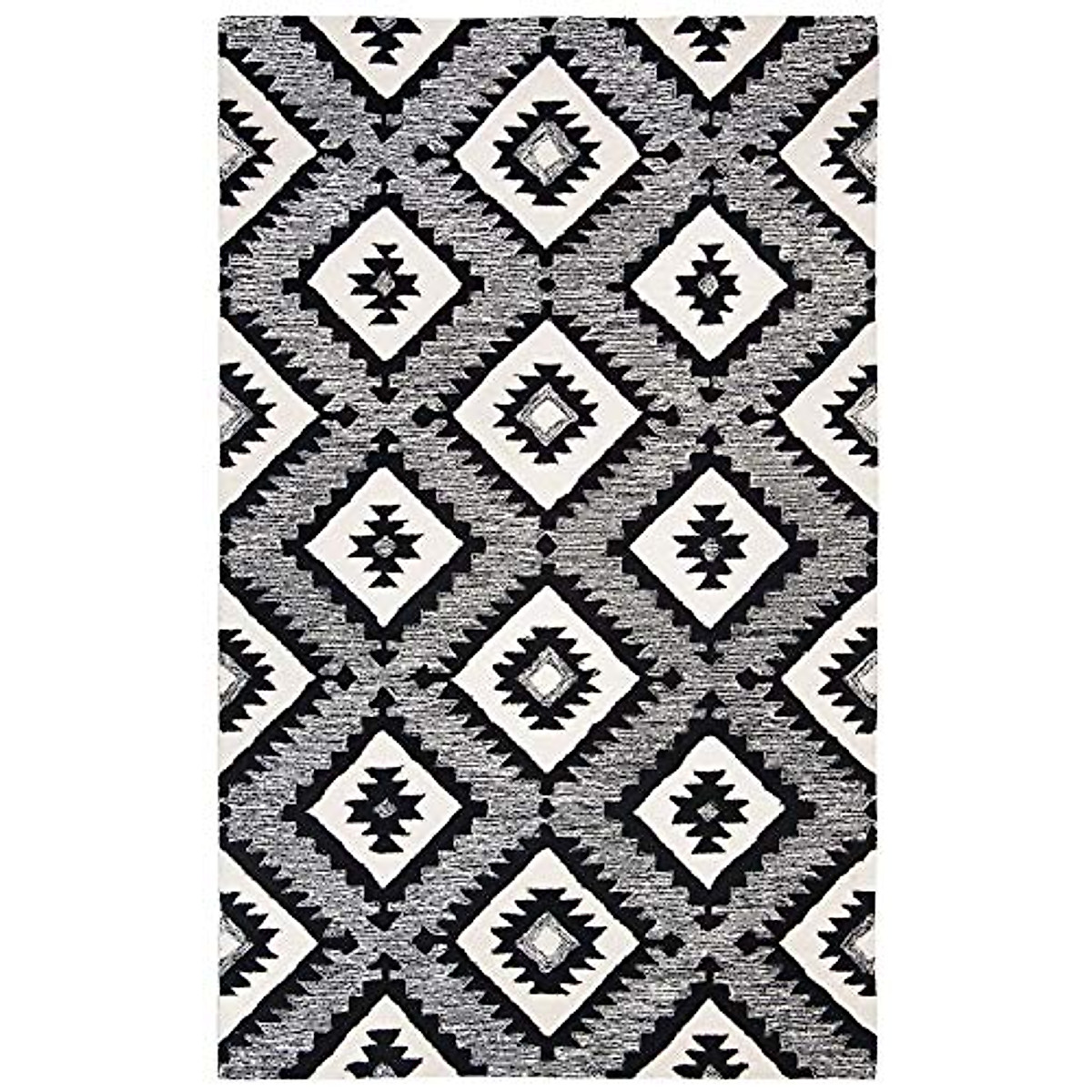 SAFAVIEH Aspen Collection 8' x 10' Charcoal / Black APN813Z Handmade Moroccan Boho Tribal Wool Area Rug