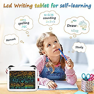 Kids Toys LCD Writing Tablet，9 Inch Colorful Screen Doodle Board，Erasable and Portable Drawing Pad for Birthday Christmas （White）