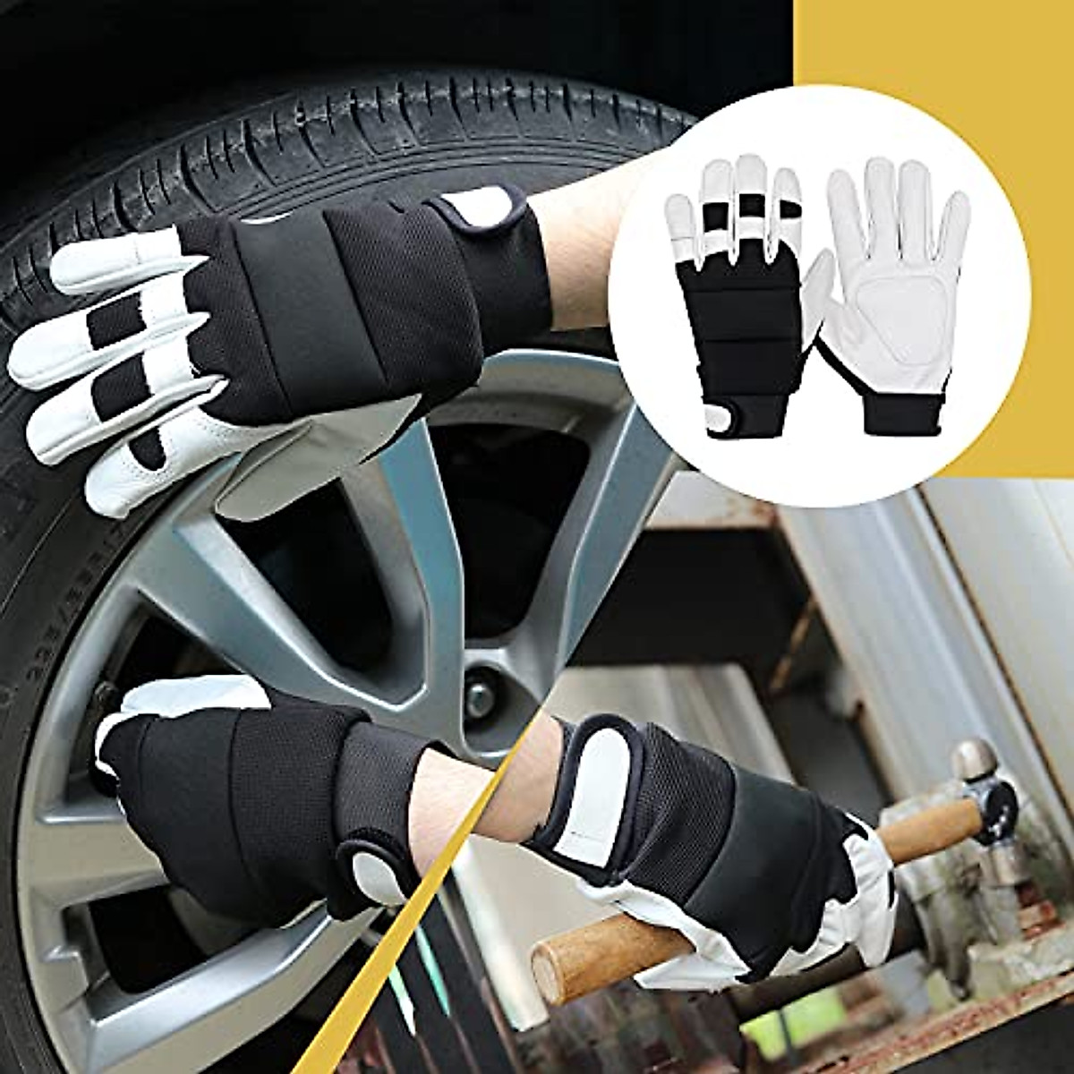 GSG Men Women Work Gardening Leather Gloves Thorn Proof Medium White Garden Working Gloves