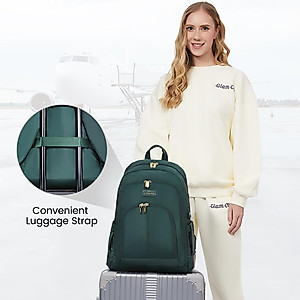 LOVEVOOK Travel Laptop Backpack Women,15.6 Inch Water Resistant Travel Backpack for Women,Work Computer Back Pack for Business,Large Capacity,Dark Green