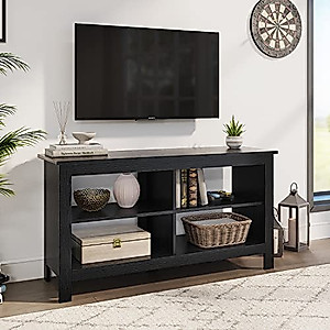 Panana Black TV Stand for 50 inch TV, Storage Shelves, Entertainment Center, Media Console, Living Room, Bedroom
