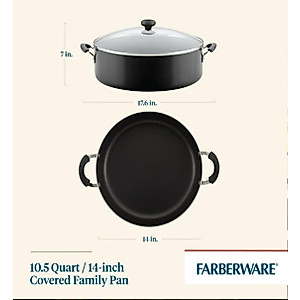 Generic 14-inch Easy Clean Nonstick Family Pan, Jumbo Cooker with Lid (Black), 15.37