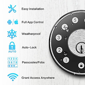 Sifely Smart Lock, Smart Lock Front Door, Keyless Entry Door Lock, Smart Deadbolt, Smart Door Lock, Deadbolt Lock, Digital Door Lock, Keypad Deadbolt Lock, Smart Lock Deadbolt (Fob Supported)