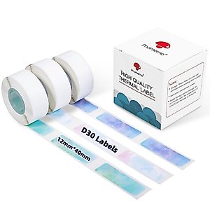 Phomemo D30 Labels - Nebula/Galaxy Series Adhesive Thermal Labels, 12mm x 40mm, 3 Rolls (160 Labels Each),Phomemo D30 Label Maker Tape for Gift Wrapping, Christmas, New Year and Various